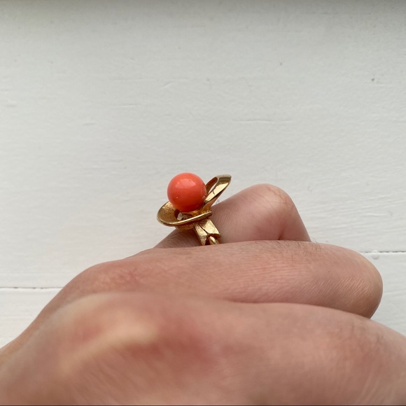 Avon | Jewelry | Vintage Avon Gold Swirl Orange Bead Ring | Poshmark